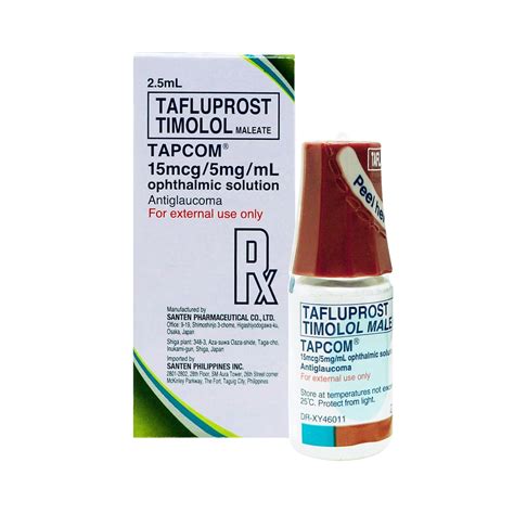Tapcom Tafluprost 15mcg Timolol Maleate 5mg Opth Soln Prescription Required Watsons