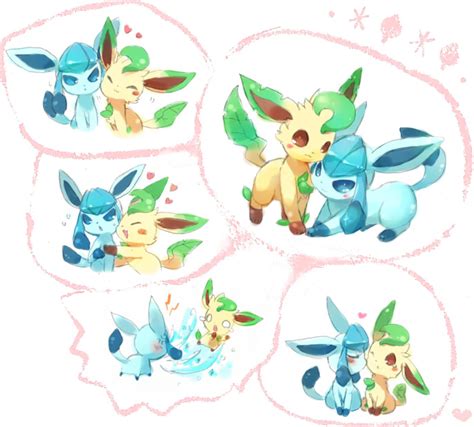 Glaceon And Leafeon Pokemon Drawn By Okamori Kuo Danbooru