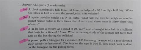Solved Answer ALL Parts Marks Each A A Block Chegg