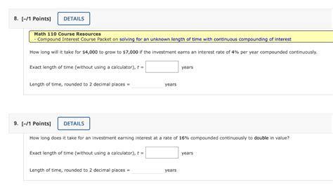 Solved Math 110 Course Resources Compound Interest Course