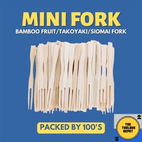 Mini Fork 100s Mini Bamboo Fruit Fork Takoyaki Fork [8 9cm] Siomai Fork Eco Friendly