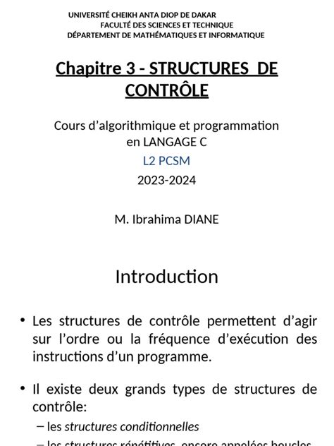 Chapitre 3 Structures De Contrôle 2024 Pc2 Pdf Structure De Contrôle Informatique