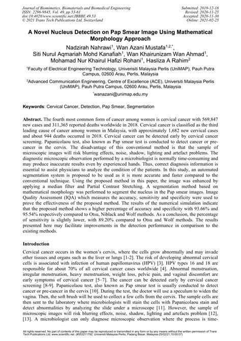 Pdf A Novel Nucleus Detection On Pap Smear Image Using Mathematical Morphology Approach