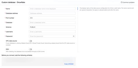 how to add a user created snowflake data source quick bi alibaba