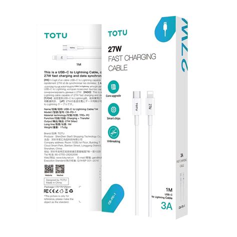 TOTU CB L W USB To Pin Fast Charging Data Cable Length M White Alexnld Com