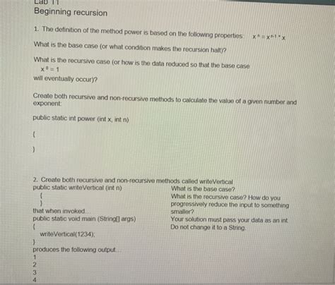 Solved Lab 11 Beginning Recursion 1 The Definition Of The