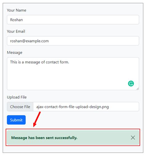 ajax contact form with attachment in php