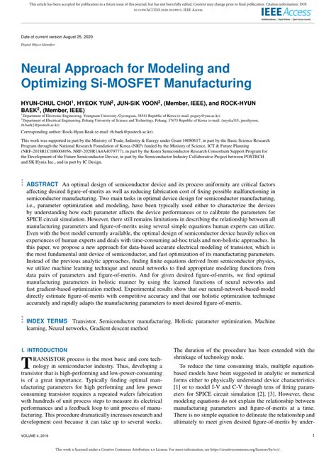 Pdf Neural Approach For Modeling And Optimizing Si Mosfet Manufacturing
