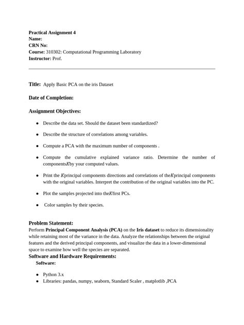 Aiml Hon Practical 4 Pdf Principal Component Analysis Statistical Analysis