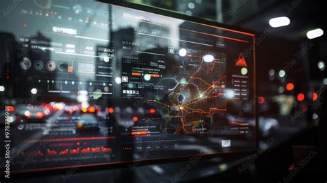 Futuristic Digital Interface With Real Time Crime Prediction Data Map Highlighting High Risk