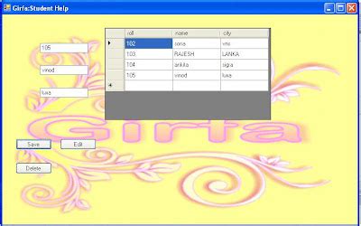 Girfa Student Help Database Operation In Visual C