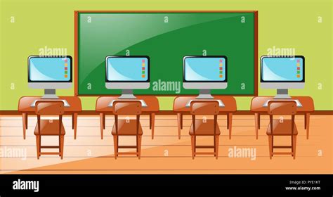 Classroom Of Computers Stock Vector Images Alamy