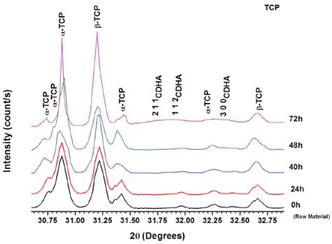 XRD Patterns Of TCP Under In Situ Setting Condition Within Hours