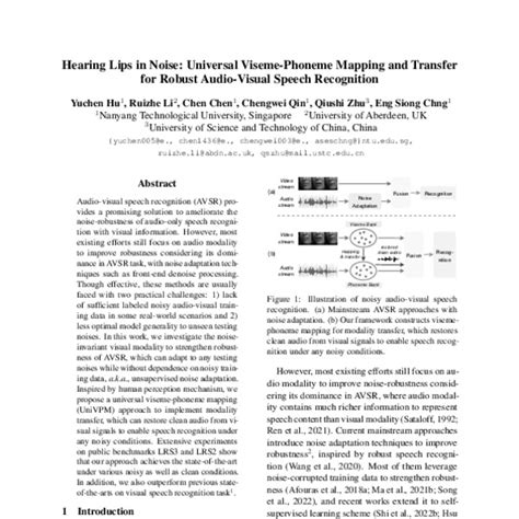 Hearing Lips In Noise Universal Viseme Phoneme Mapping And Transfer For Robust Audio Visual