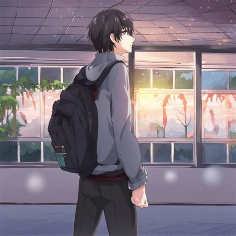 Anime Guy Alone Sad Walking High School Pfp Ai Generated Artwork