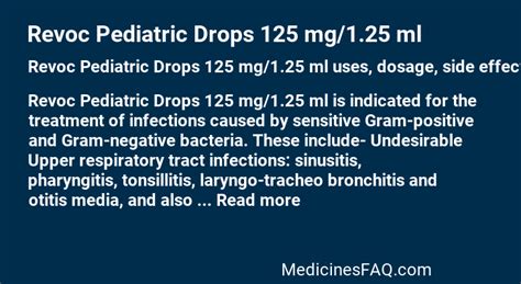 Revoc Pediatric Drops 125 Mg 1 25 Ml Uses Dosage Side Effects Faq Medicinesfaq