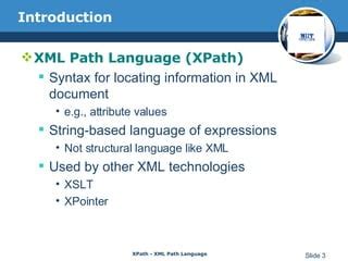 XPath XML Path Language PPT
