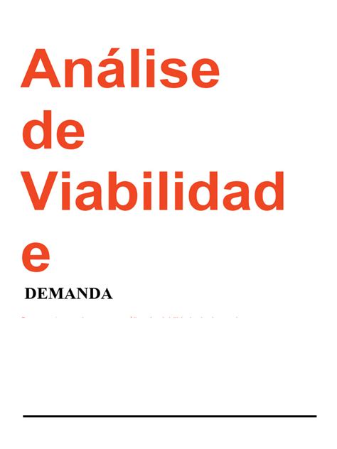 Modelo De Documento De Viabilidade Sim Pdf Demanda Despesa