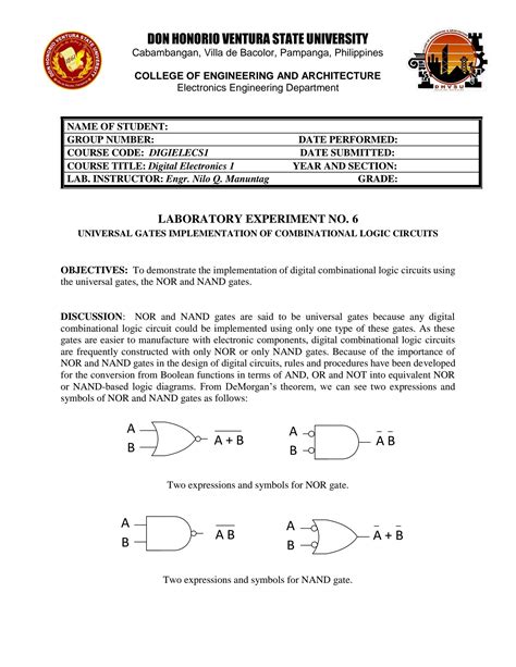 Solution E6 Universal Gates Implementation Of Combinational Logic