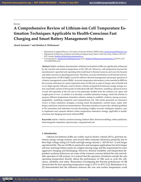 Pdf A Comprehensive Review Of Lithium Ion Cell Temperature Estimation