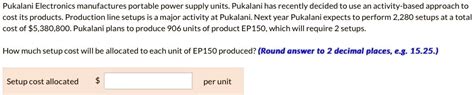 solved pukalani electronics manufactures portable power supply units