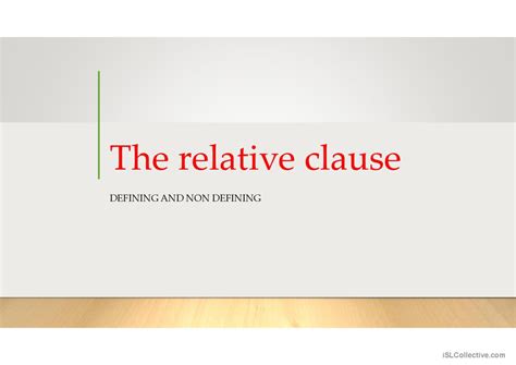 Defining Non Defining Relative Cla English ESL Powerpoints