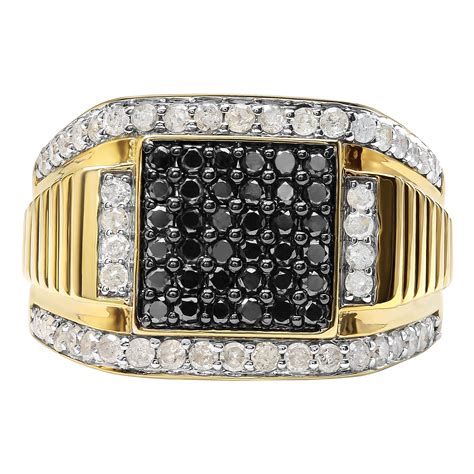 Mens 14k Yellow Gold Over Silver 1 12 Carat White And Black Diamond