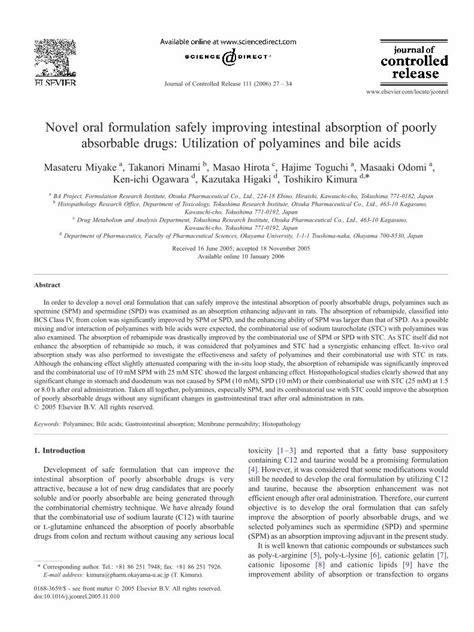 Pdf Novel Oral Formulation Safely Improving Intestinal Absorption Of Poorly Absorbable Drugs