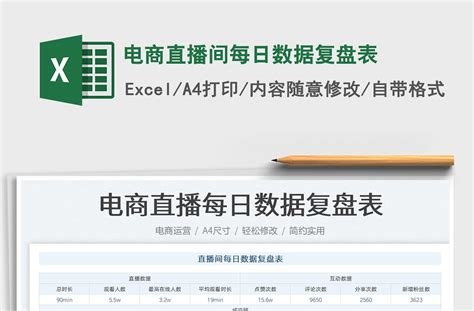 2023电商直播间每日数据复盘表免费下载免费 Excel表格 办图网