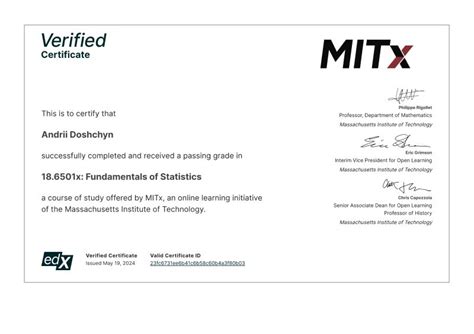 andriy doshchyn on linkedin mitx fundamentals of statistics