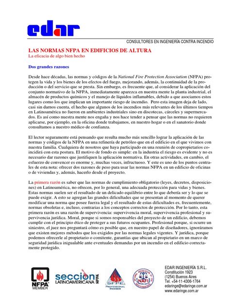 Normas Nfpa Edificoos De Altura Pdf Moralidad Razón