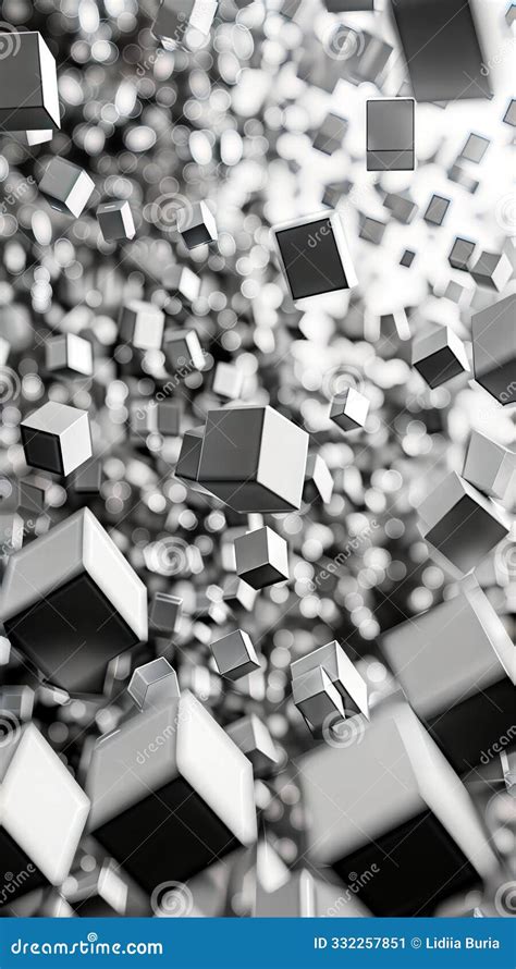 Monochromatic Floating Cubes And Spheres Generative Ai Stock Illustration Illustration Of