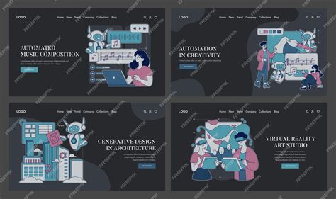 Premium Vector Automation In Creativity Set Exploring Artistic Processes Through Technology