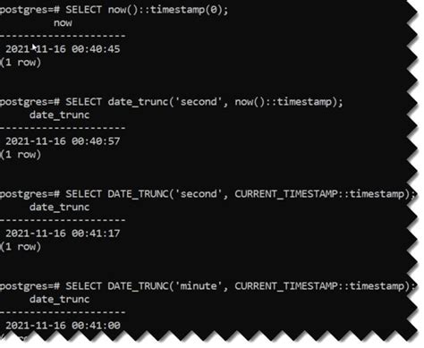 Postgresql Now Function