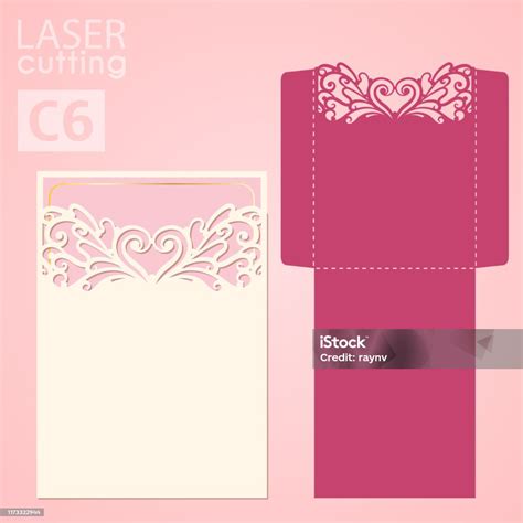 다이 레이저 컷 웨딩 카드 벡터 템플릿 초대 봉투 웨딩 레이스 초대 모형입니다 레이저 절단을위한 템플릿 다이 컷 포켓 봉투 템플릿 0명에 대한 스톡 벡터 아트 및 기타