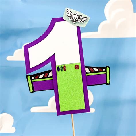Age Number Buzz Lightyear Style Toy Story Theme Glitter And Card Cake Topper Etsy