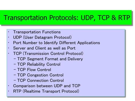 Ppt Transportation Protocols Udp Tcp And Rtp Powerpoint Presentation
