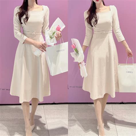 글라비 44 77고급 프린세스 여성 플레어 벨트 원피스 명품 마리드 원피스 신부예복 빅사이즈