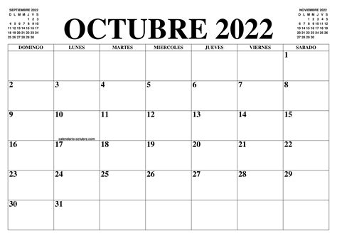 Calendario Octubre 2022 El Calendario Octubre Para Imprimir Gratis