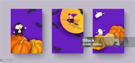 해피 할로윈 디자인입니다 3d 마녀 뱀파이어 박쥐 호박 미라 유령 달 0명에 대한 스톡 벡터 아트 및 기타 이미지 0명 3