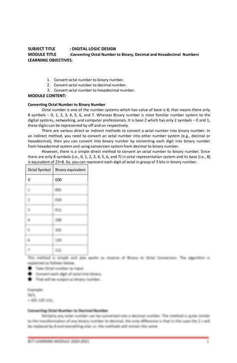 Solution Converting Octal Number To Binary Decimal And Hexadecimal