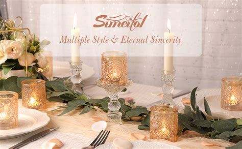 Simeitol 12pcs Gold Votive Candle Holders Glass Tea Lights