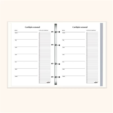 Refil Cardápio Semanal Volare Paper Papelaria Fina Planners E
