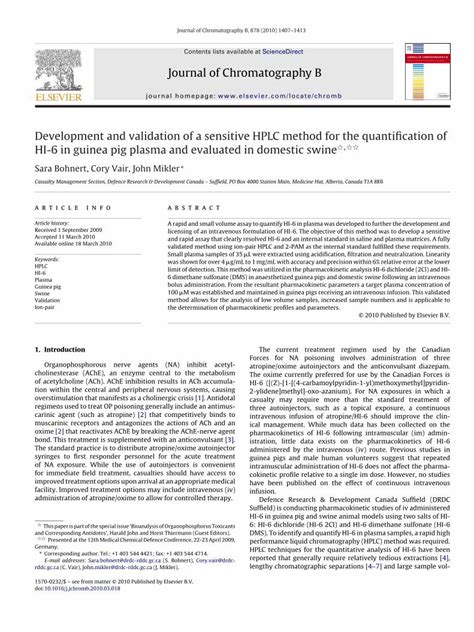 Pdf Development And Validation Of A Sensitive Hplc Method For The