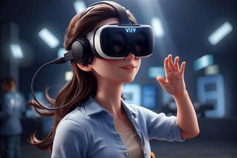 premium ai image motion effects vr device and 3d character