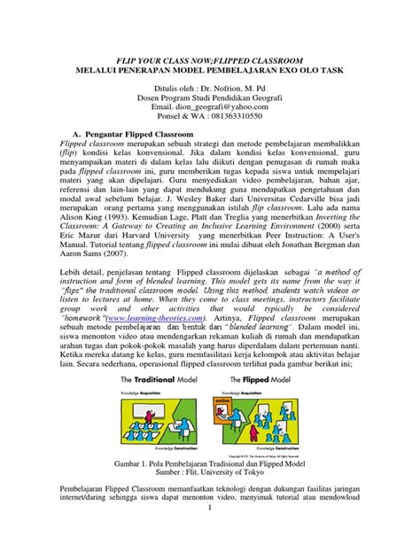 Model Pembelajaran Flipped Classroom Dengan Pendekatan Exo Olo Task Untuk Meningkatkan