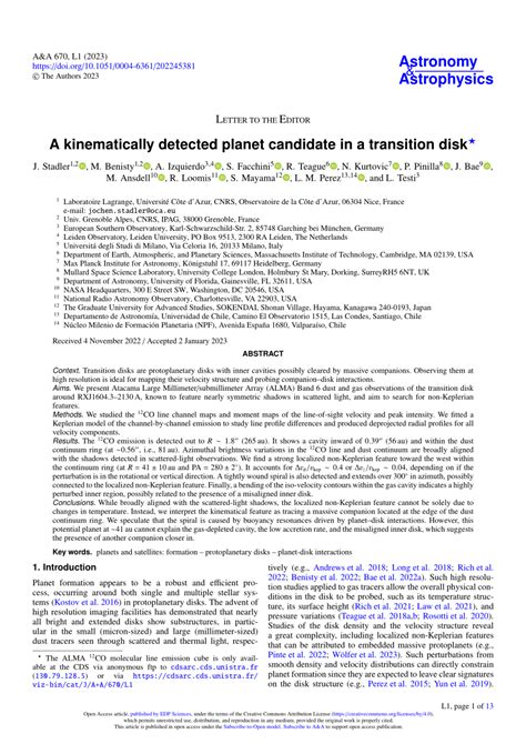 pdf a kinematically detected planet candidate in a transition disk