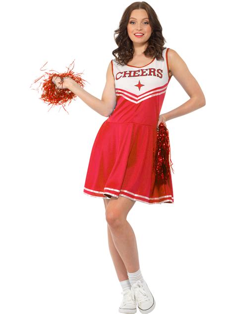 Red High School Cheerleader Uniform Womens Costume