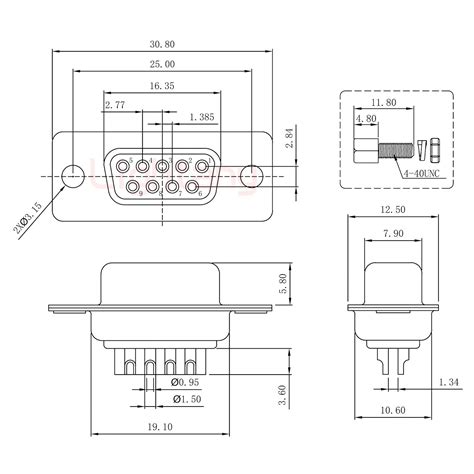 Db9 母 焊线式 配螺丝螺母 车针 亮泰