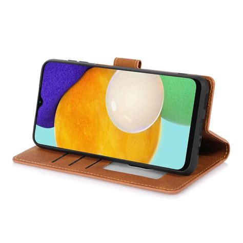 For Samsung Galaxy M13 5g Fantasy Classic Skin Feel Calfskin Texture Pu Phone Case Brown